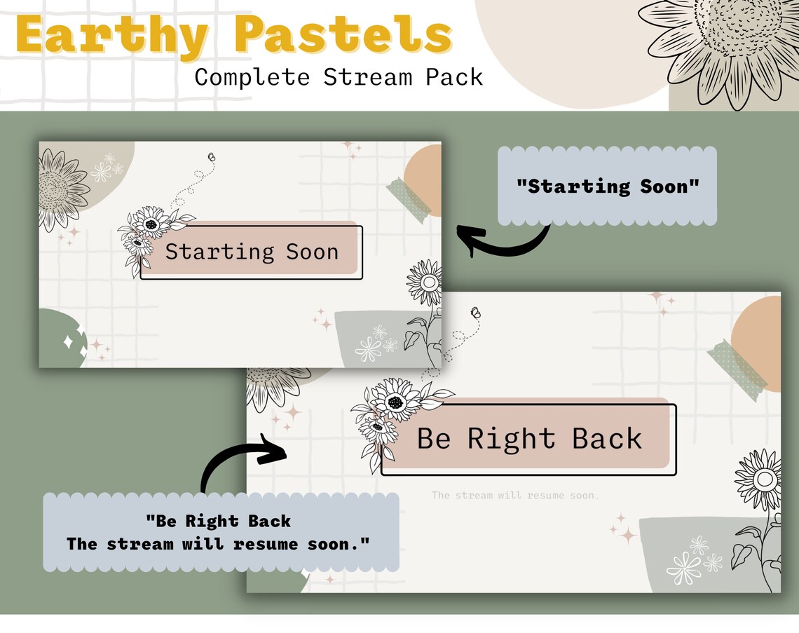 Earthy Pastels Animated Stream Overlay Pack Features a - Etsy