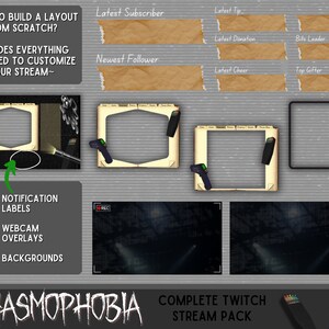 ANIMATED Phasmophobia Stream Overlay & Twitch Alerts Pack - Scenes ...
