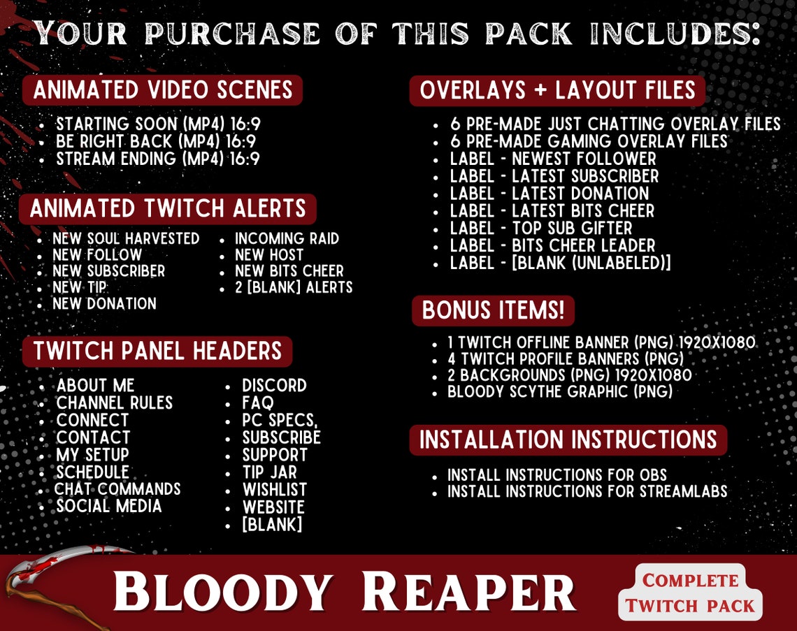 Bloody Grim Reaper Stream Overlay Stream Pack Twitch Alerts - Etsy