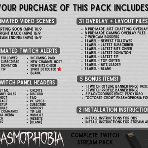 ANIMATED Phasmophobia Stream Overlay & Twitch Alerts Pack - Scenes ...