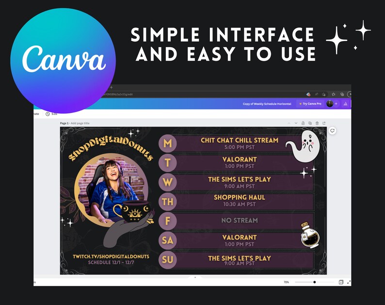 Goth Witchy Plum Weekly Stream Schedule Template - Witchy, Skulls, Magical, Goth Aesthetic ...