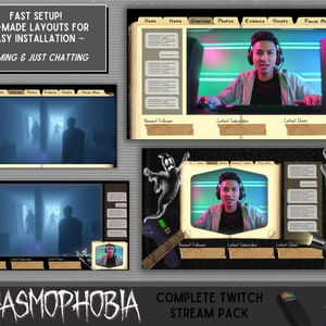 ANIMATED Phasmophobia Stream Overlay & Twitch Alerts Pack - Scenes ...