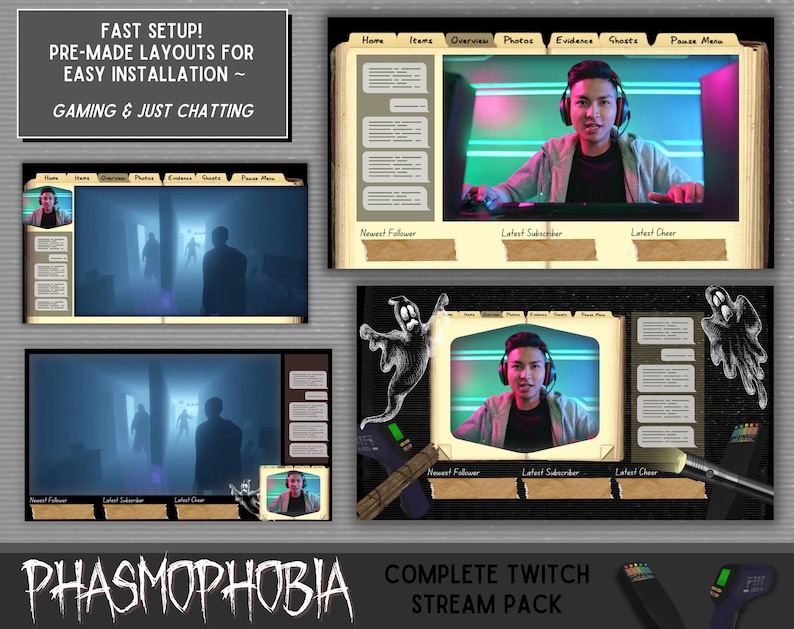 Animated Phasmophobia Stream Overlay & Twitch Alerts Pack - Scènes ...