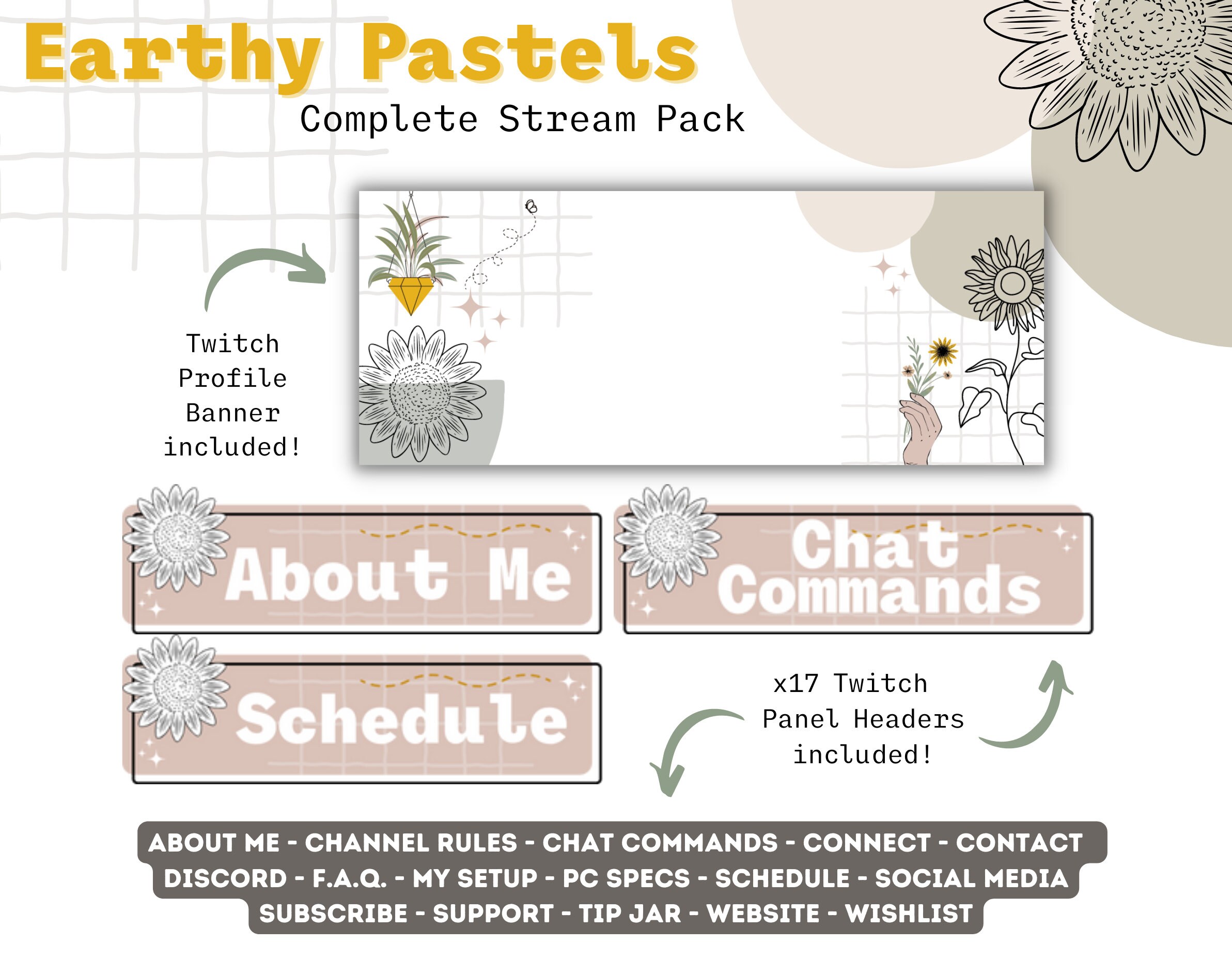 Earthy Pastels Animated Stream Overlay Pack Features a - Etsy