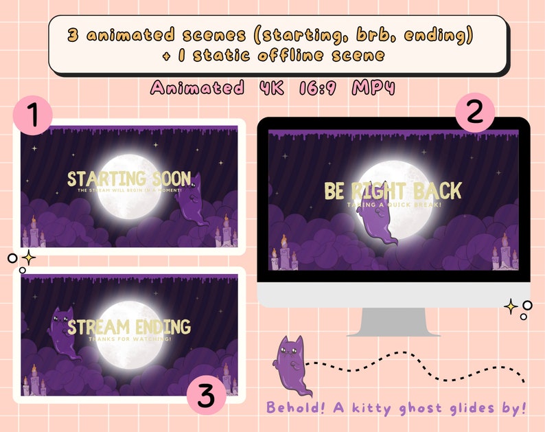 Spooky Cute Animated Stream Scenes - Cute Animated Twitch Scenes ...