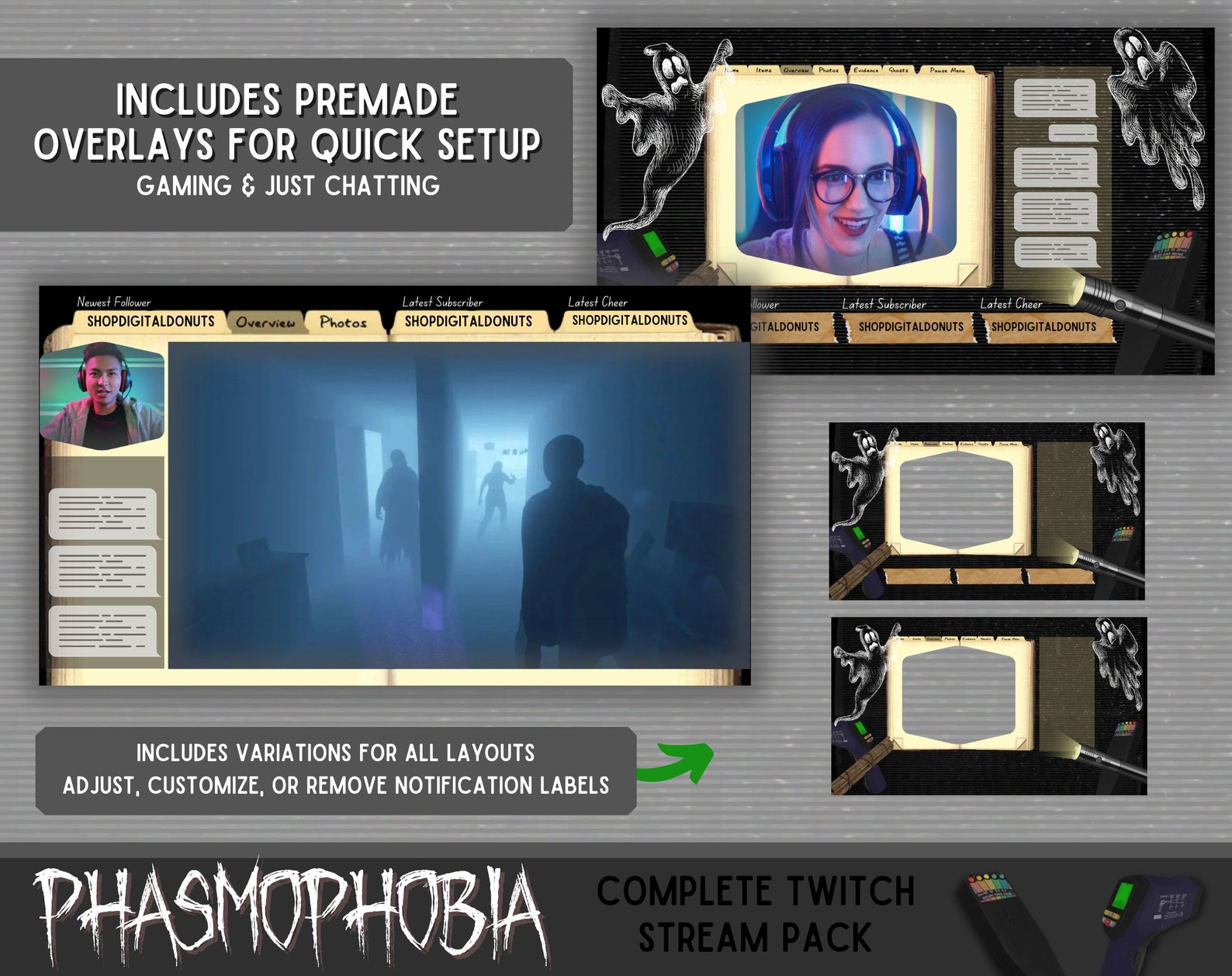 ANIMATED Phasmophobia Stream Overlay & Twitch Alerts Pack - Etsy Singapore