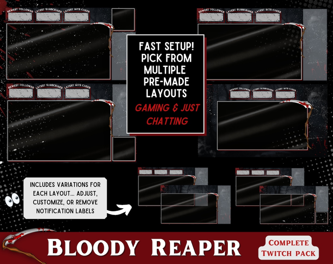 Bloody Grim Reaper Stream Overlay Stream Pack Twitch Alerts - Etsy