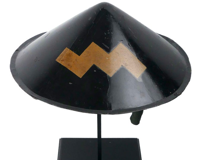 Toppai Jingasa Traditional Japanese Lacquered Helmet, on Metal Base and ...