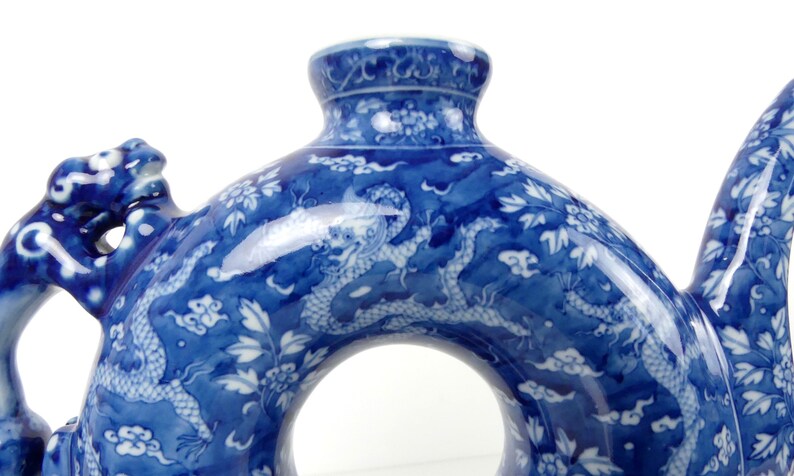 Ancient Toroidal Teapot in Blue Porcelain China | Etsy