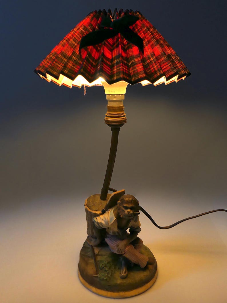 Smoking Monkey Table Lamp - Antique Collectible Lamp - Mid-20th Century ...