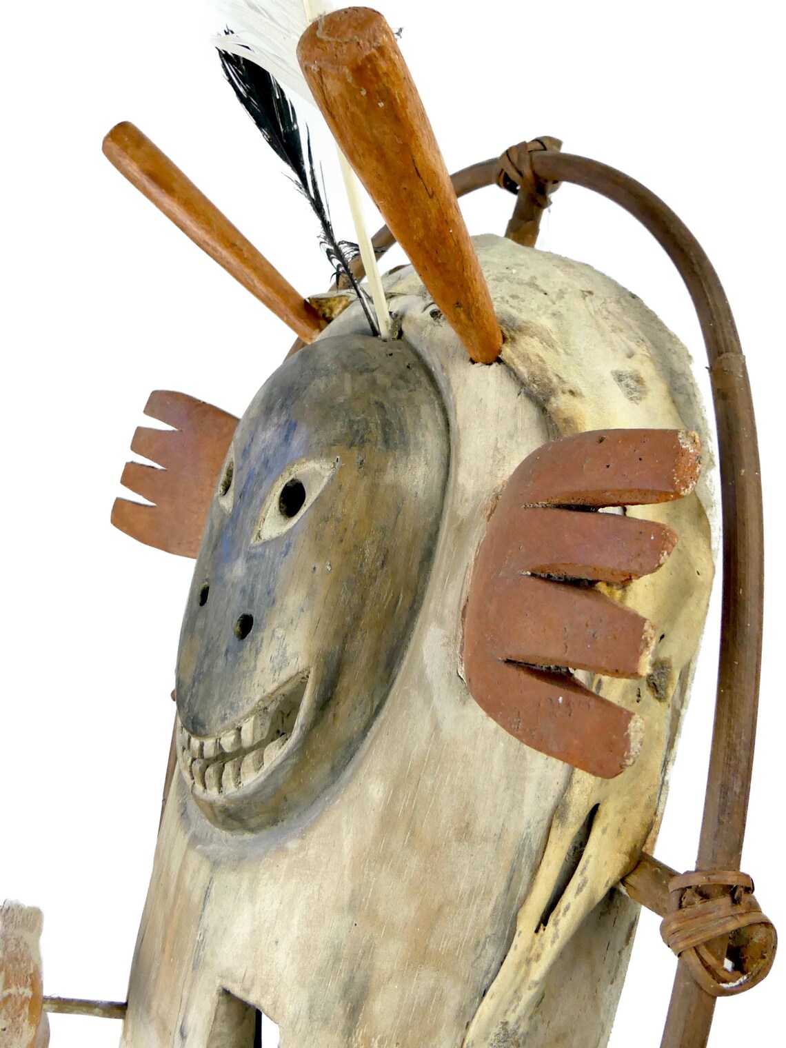 Yupik-style Fish Mask: Carved Wood & Animal Skin, Canada/alaska - Etsy