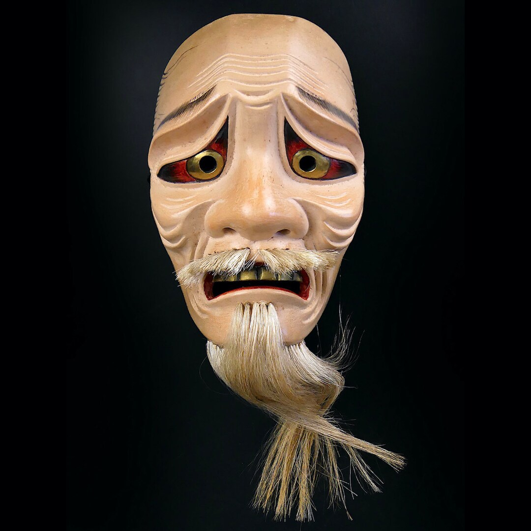 Very Rare Myoga-akujo Noh Mask in Japanese Cypress Wood and Dry Lacquer ...