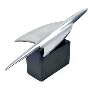 Vintage Aircraft Hood Mascot in Chrome Metal on Black Wooden Base ...