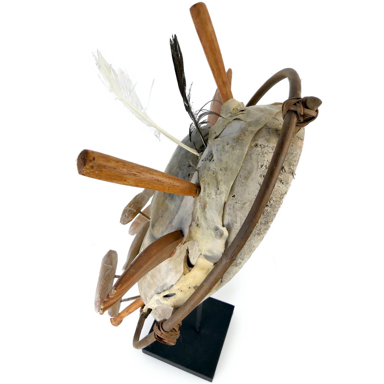 Yupik-style Fish Mask: Carved Wood & Animal Skin, Canada/alaska - Etsy