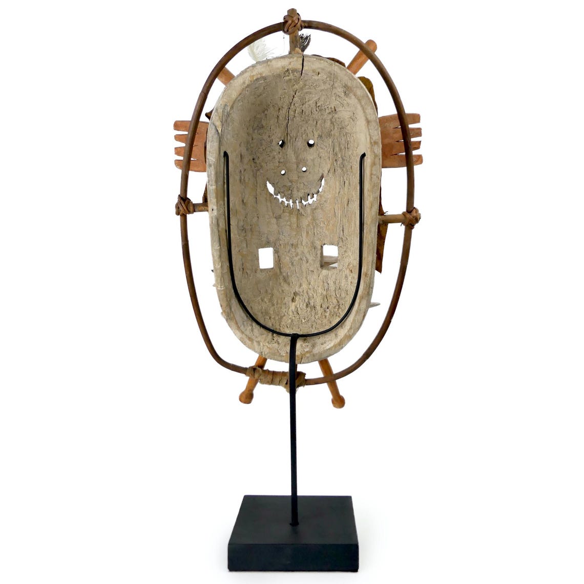 Yupik-style Fish Mask: Carved Wood & Animal Skin, Canada/alaska - Etsy