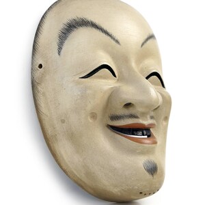 Ancient Enmei-kanja Mask From the Nô Theatre, Signed Yōun, in Cypress ...