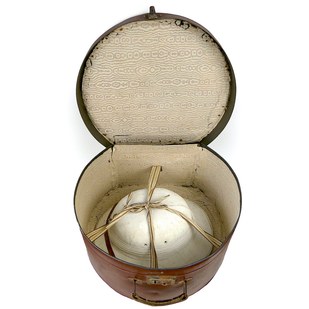 Vintage French Colonial Pith Helmet With Travel Hat Box - Mid-20th ...
