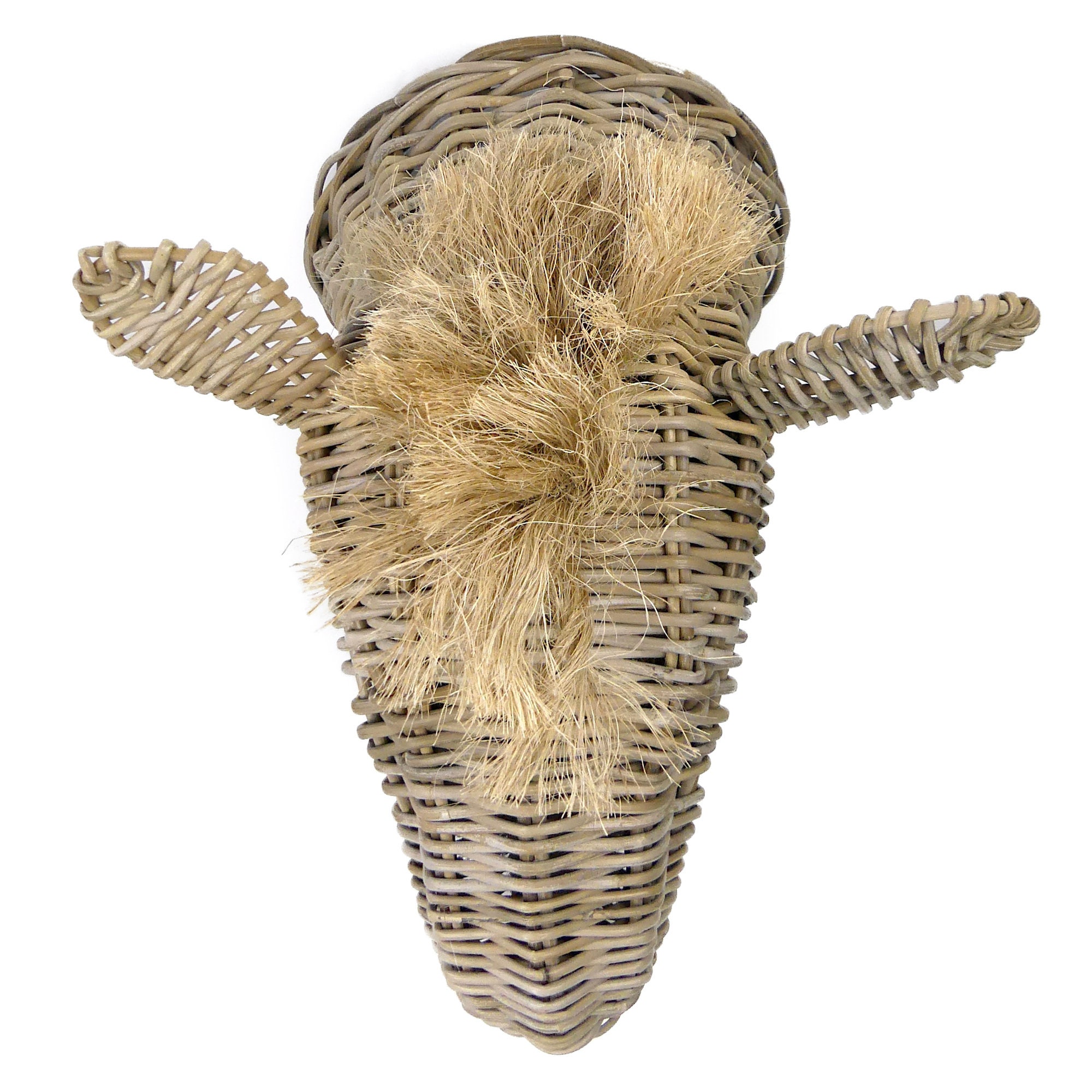 Zebra Head in Braided Natural Rattan - Vegetable Trophy - Late 20th ...