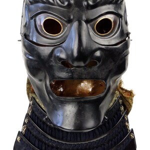 Antique Japanese Samurai Mask: Edo Period Black Lacquered Iron Somen - Etsy