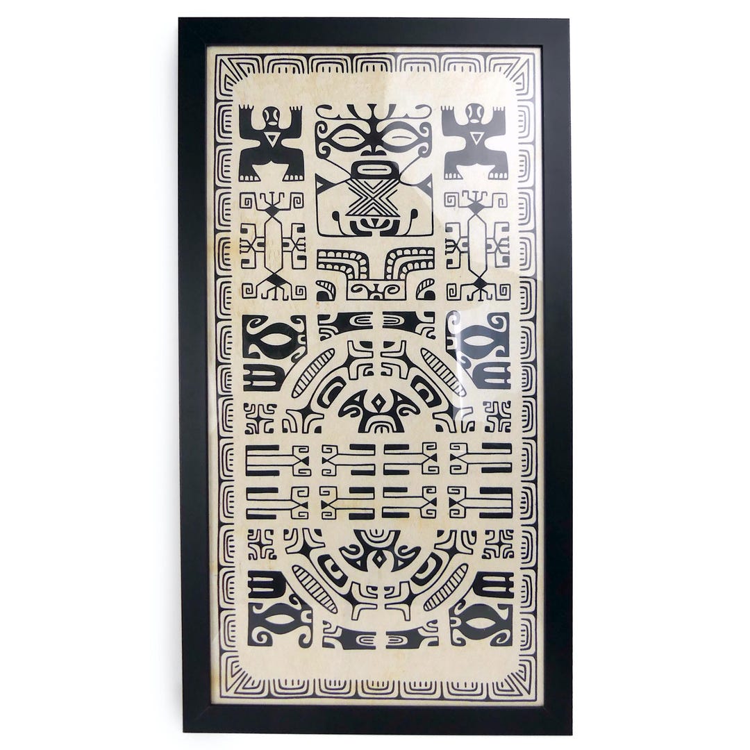 Large Traditional Marquesan Framed Tapa - Marquesas Islands - Matatiki ...