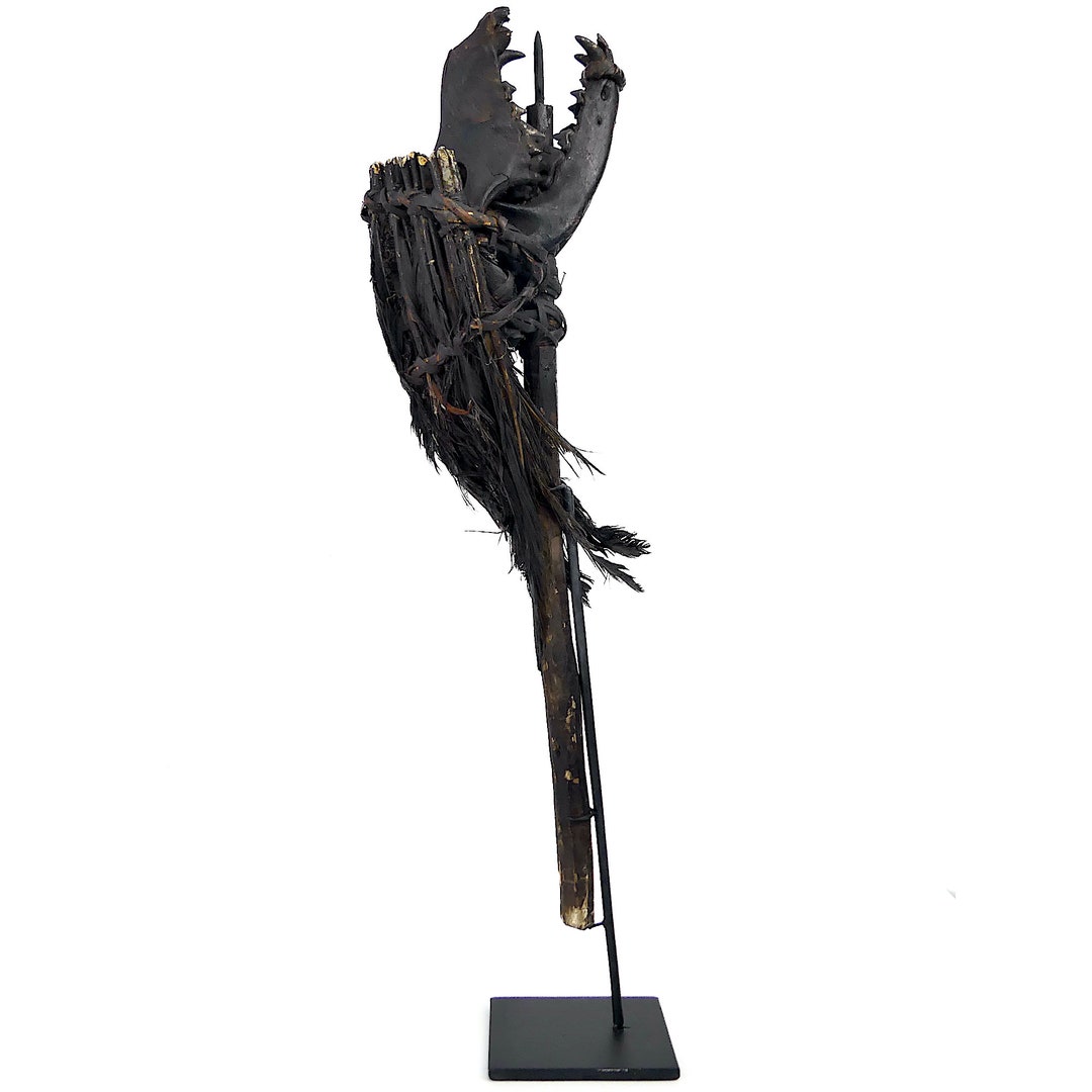 Mombaki Shaman Stick From Ifugao on Black Metal Base - Philippines ...