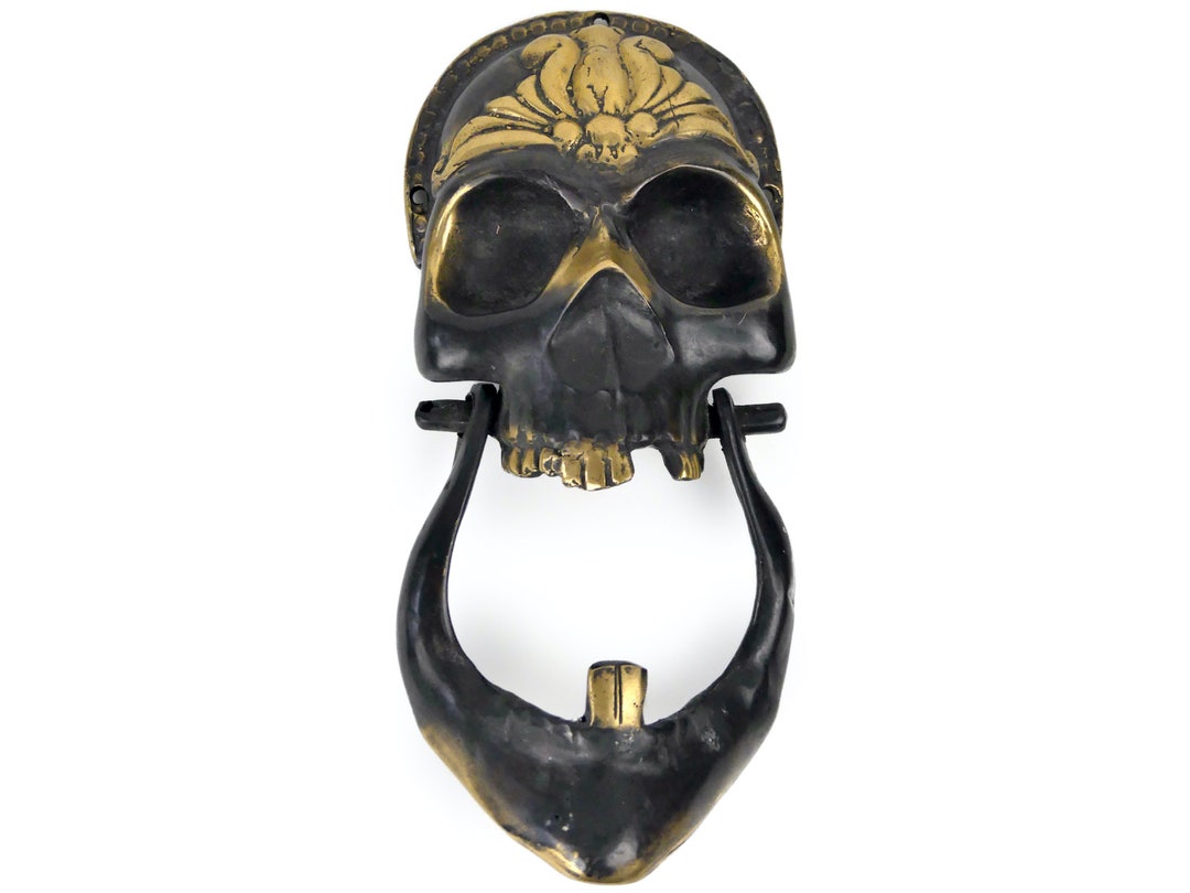 Patinated Brass Skull Knocker or Door Knocker Curiosity - Etsy
