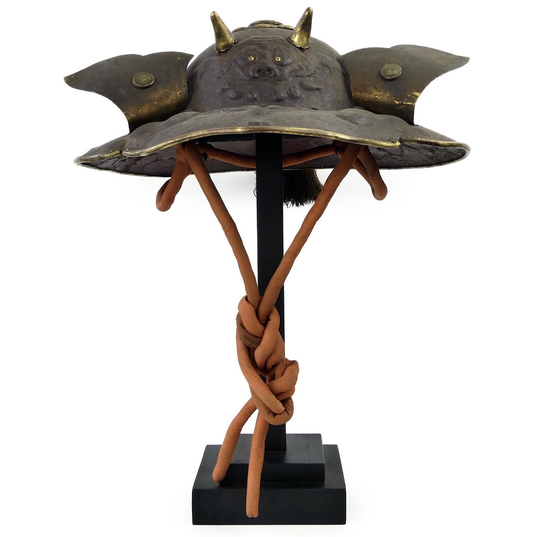 Jingasa With Golden Horns Japanese Traditional Samurai Helmet in Raw ...