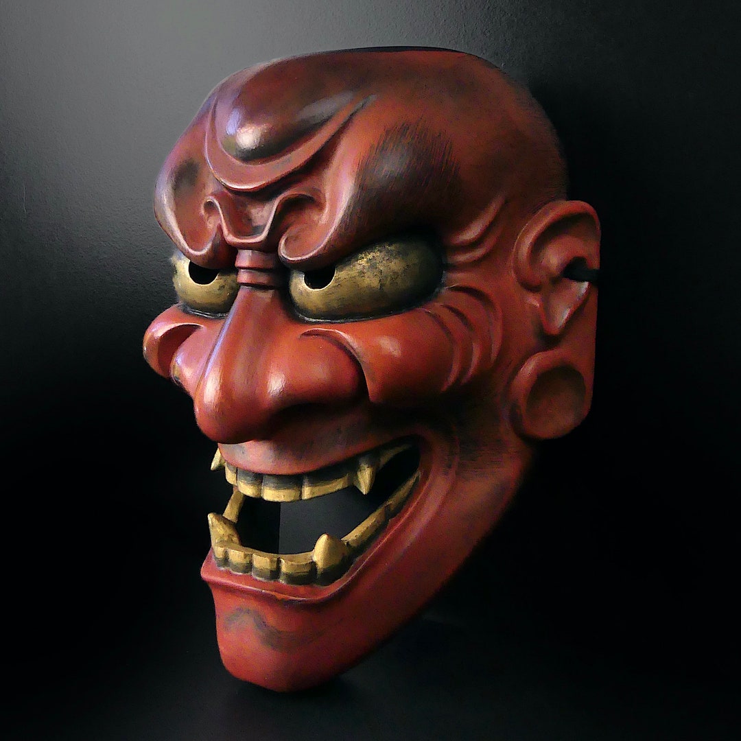 Exceptional and Rare Shikami Demon of Anger Mask in Red and Gold ...