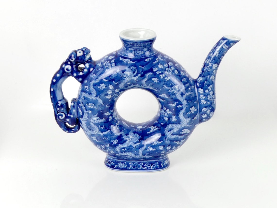 Ancient Toroidal Teapot in Blue Porcelain China - Etsy