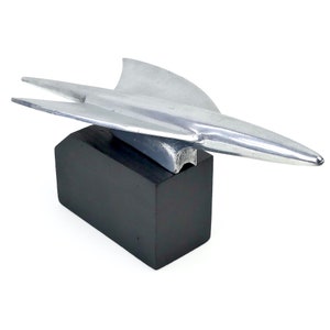 Vintage Aircraft Hood Mascot in Chrome Metal on Black Wooden Base ...