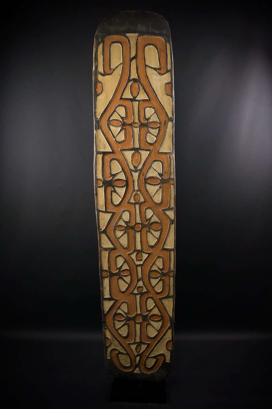 Large Asmat Shield Carved in Painted Wood on Black Metal Base - Etsy