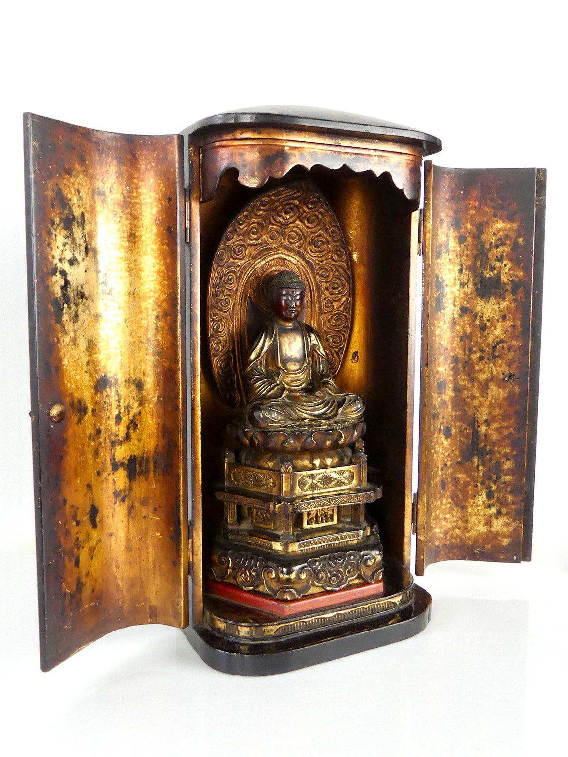 Butsudan Altar in Black and Gilded Lacquered Wood Buddha - Etsy