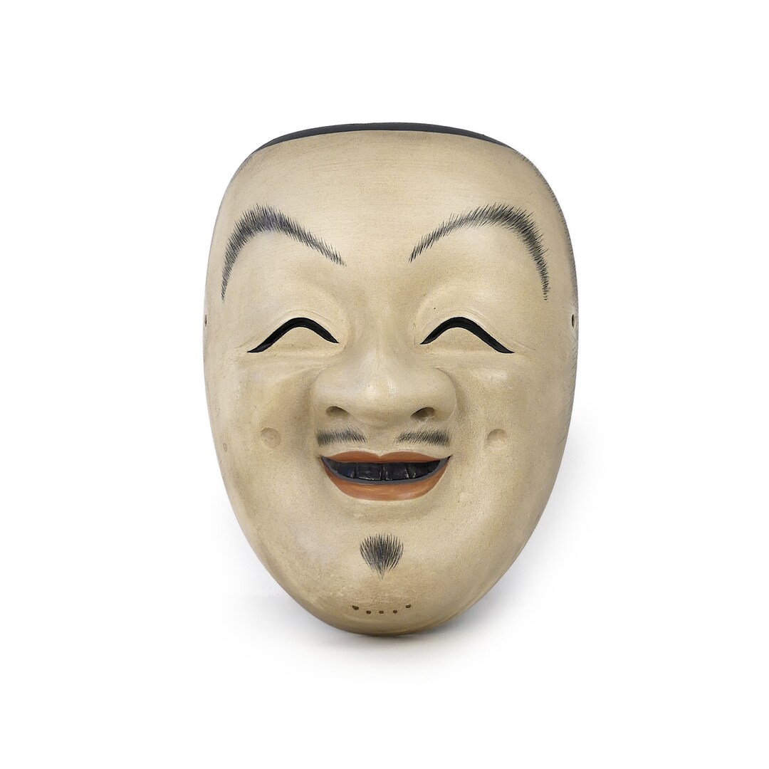Ancient Enmei-kanja Mask From the Nô Theatre, Signed Yōun, in Cypress ...