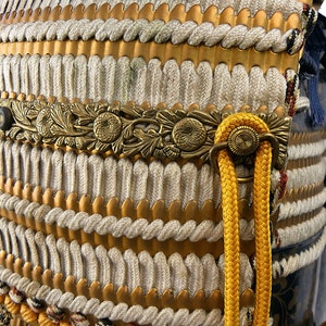 Antique Samurai Yoroi Armor: Black & Gold Takanoha Kamon, Taisho Period ...