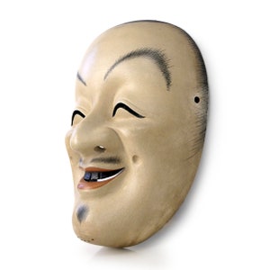 Ancient Enmei-kanja Mask From the Nô Theatre, Signed Yōun, in Cypress ...