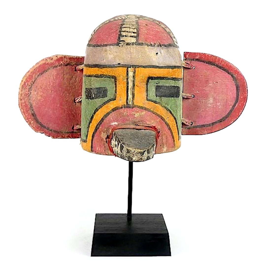 Pink Hopi Kachina Mask With Large Ears in Light Polychrome Carved ...