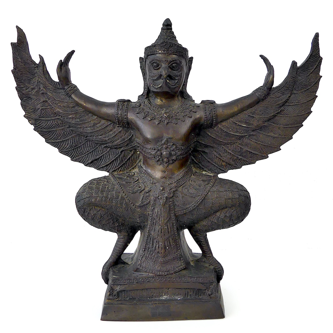 Finely Carved and Detailed Patinated Bronze Garuda Statue - Phra Khrut Pha - Cultural Object ...