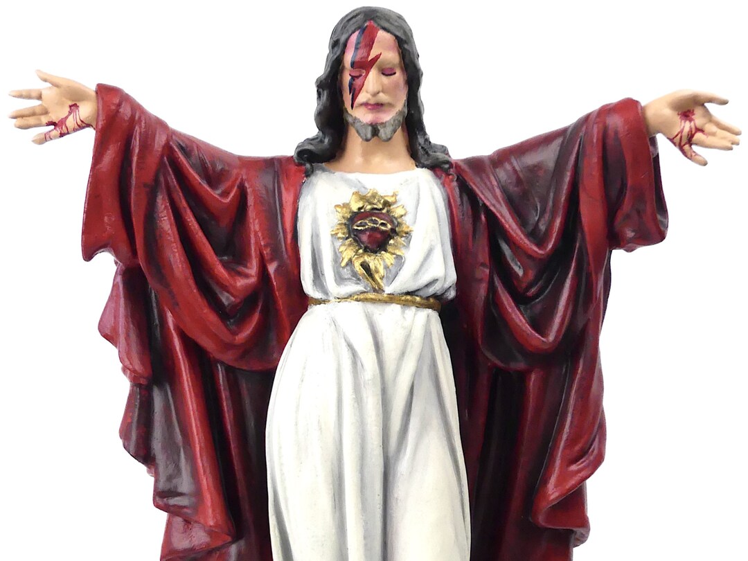 Aladdin Sane Jesus Statue: Hand-painted Polychrome Plaster, Pop Glam ...