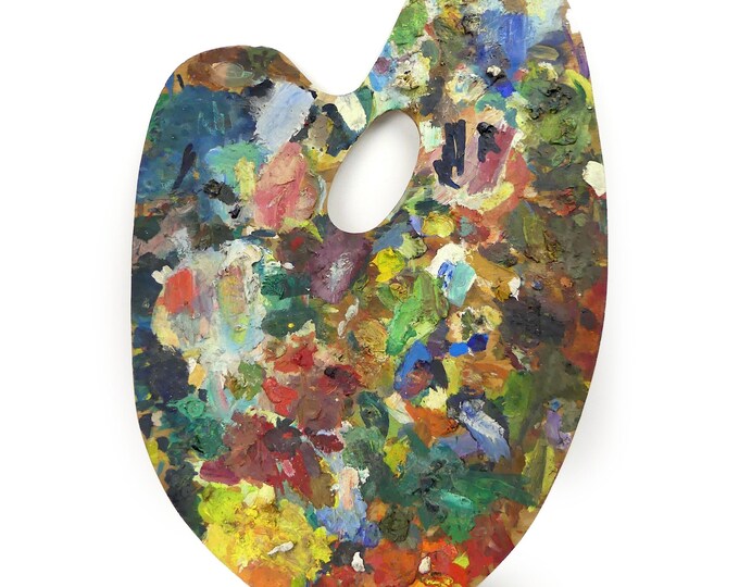 Large Antique Oval Wooden Painter's Palette Stained With Dried Paint ...