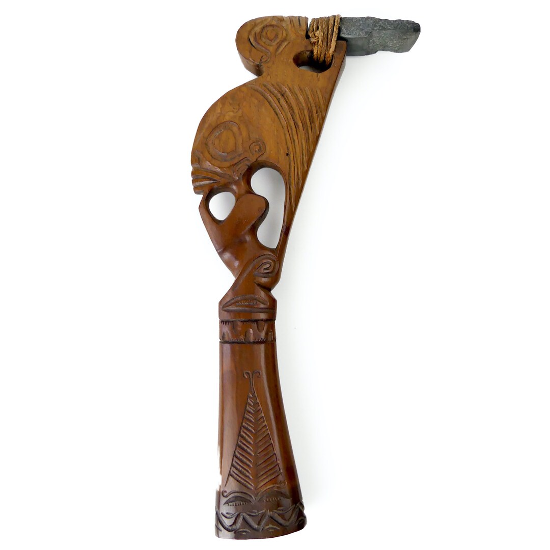 Polynesian Adze With Wide Carved Rosewood Handle - Polynesian Crafts ...