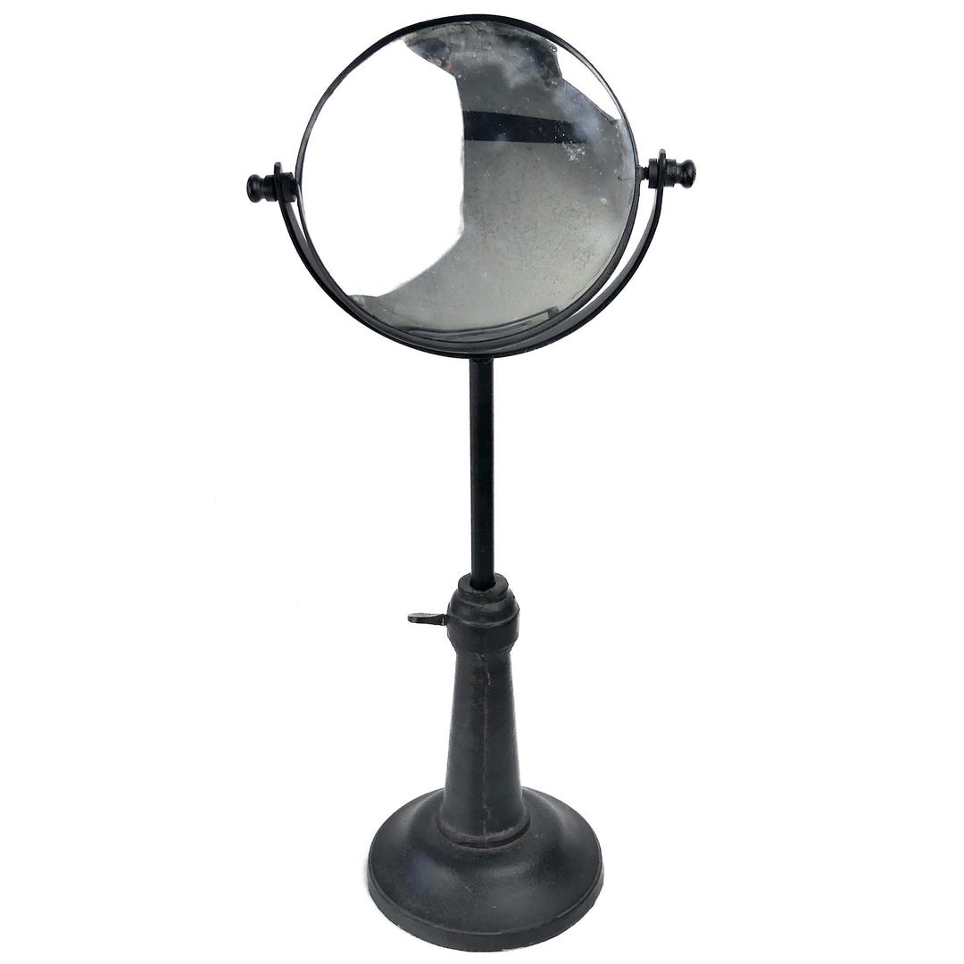 Cast Iron Concave Magnifying Mirror on a Stand - Curio - Etsy