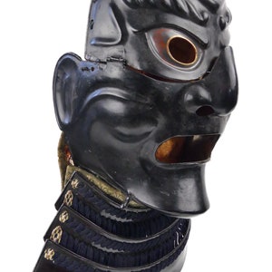 Antique Japanese Mid-edo Period Somen in Black Lacquered Iron, Full ...