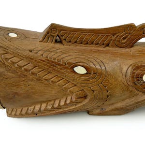 Small Asmat Hand Drum in Monoxyl Wood, Monitor Lizard Skin and White ...