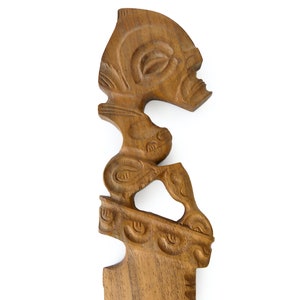 Two Miro Tiki Knives Carved on One Side - Polynesian Craftsmanship ...