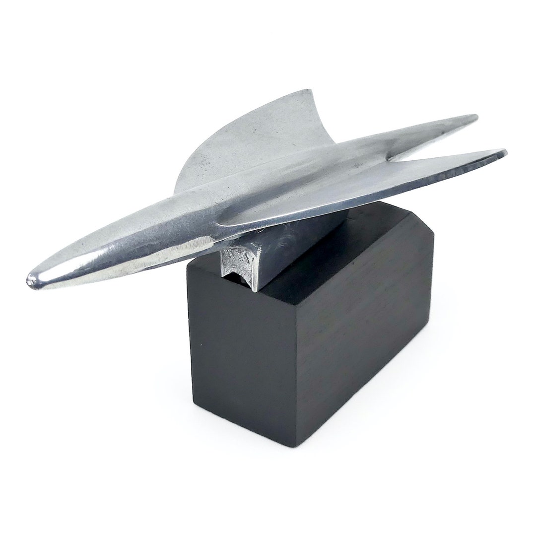 Vintage Aircraft Hood Mascot in Chrome Metal on Black Wooden Base ...
