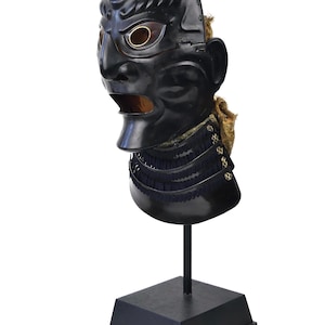 Antique Japanese Mid-edo Period Somen in Black Lacquered Iron, Full ...