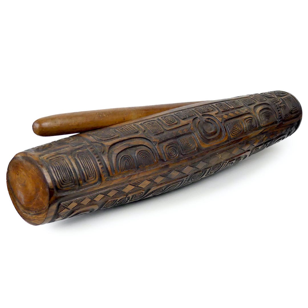 Large Toere, a Polynesian Carved Wooden Slit Drum and Its Aito - Long ...