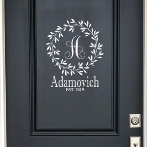 Front Door Decal - Personalized Front Door Wreath Decal - Glass Storm ...