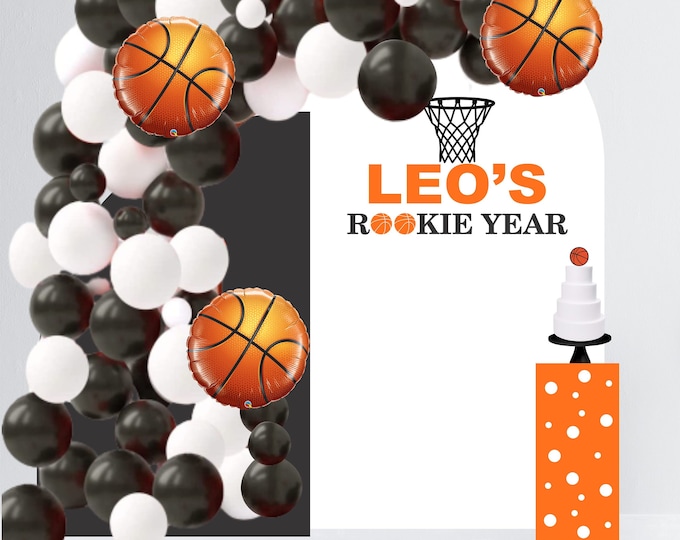 Rookie Year Birthday Party Backdrop Basketball Theme First Birthday ...