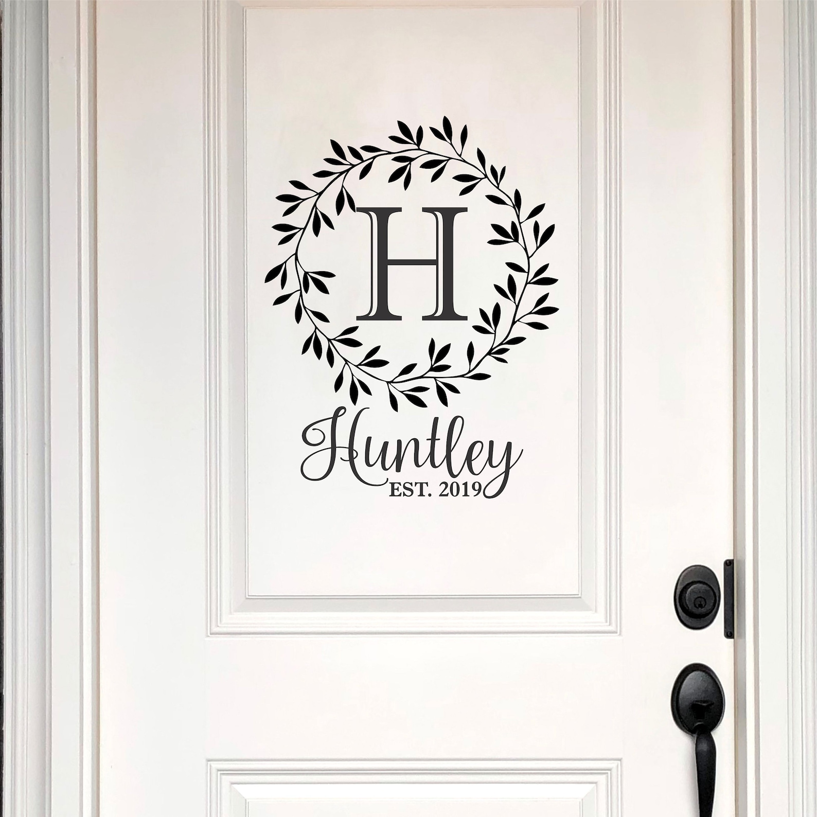 Personalized Door Decal - Front Door Wreath Decal - Glass Storm Door ...